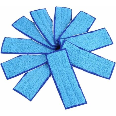 Mop Pad, 10 Washable & Dry Replacement Pads (Wet Pads - Blue)