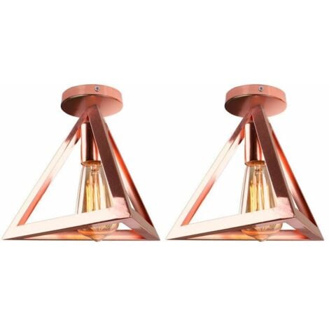 Set of 2 Industrial design ceiling light, triangle cage, modern ceiling ...