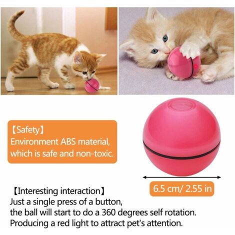 Interactive Cat Toy, 360 Degree Self-Rotating Ball, USB Charging LED ...