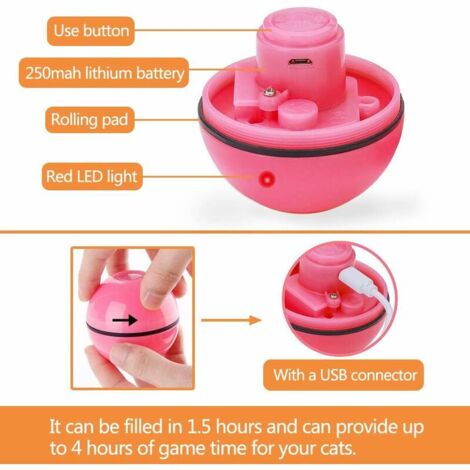 Interactive Cat Toy, 360 Degree Self-Rotating Ball, USB Charging LED ...