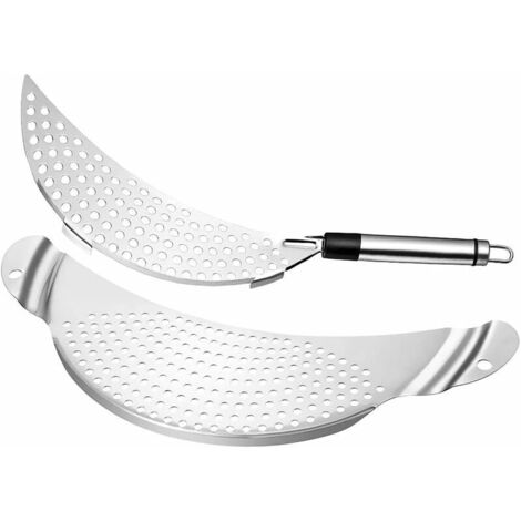 Stainless steel pot strainer with handle, 2 piece pasta strainer