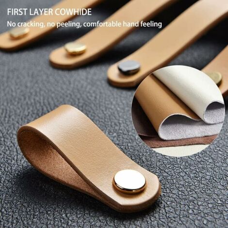 moon 6pcs Leather Cabinet Handles PU Leather Cabinet Door Handles ...