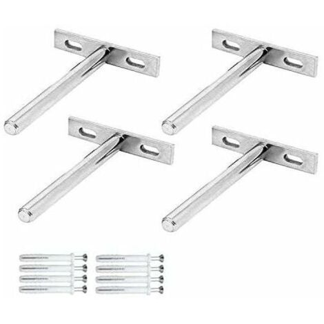 4 Pieces Invisible Floating Shelf Brackets Hidden Fixture T Shape Wall ...