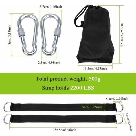 Hammock straps, tree swing straps, carabiner straps, metal hooks and ...