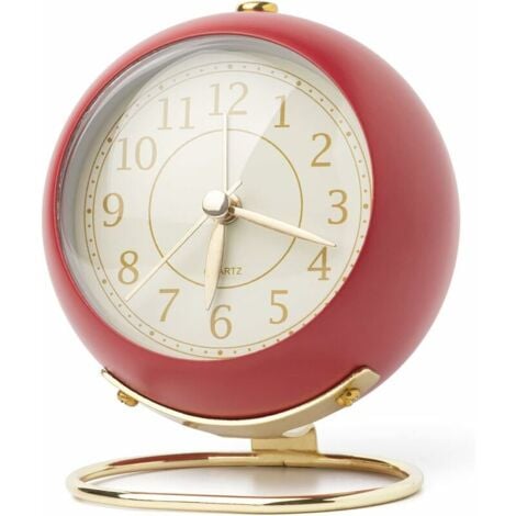 Battery Powered Desk Clock Bedroom Silent Alarm Clock Retro Aesthetic Clock