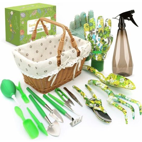 Garden Gift, Floral Garden Tools with Basket, Gardening Heavy Duty Hand ...