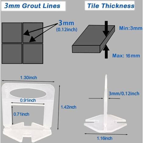 300pcs 3mm Tile Leveling System for Professional Installation Ceramic ...