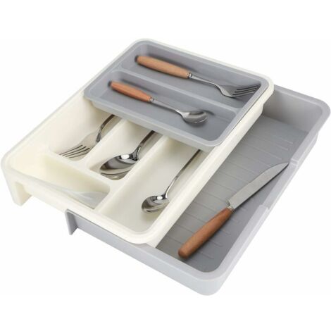 Cutlery organizer, expandable and adjustable cutlery compartment