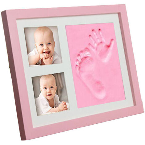 Baby Foot and Handprint Kit - Wooden Frame, Acrylic Glass, Support for ...