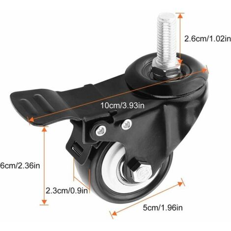 Inch Swivel Casters with Brake, Heavy Duty Rubber Casters for Hand Cart ...
