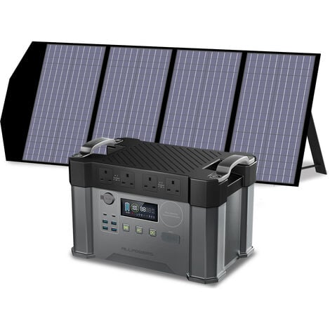 Power Station 1500Wh 2000W Solar Generator with 140W Solar Panel for ...