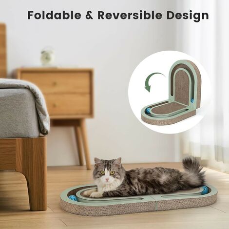 Griffoir pour Chat Carton, Grattoir Chat avec Boule de Cloche, Planche ...