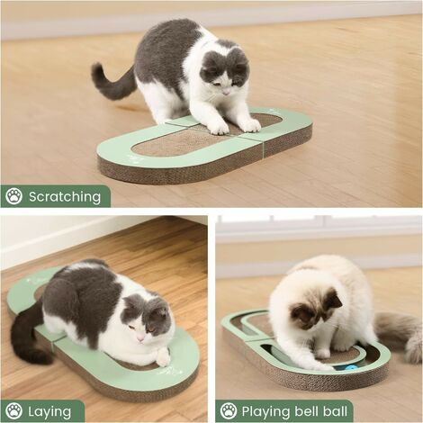 Griffoir pour Chat Carton, Grattoir Chat avec Boule de Cloche, Planche ...