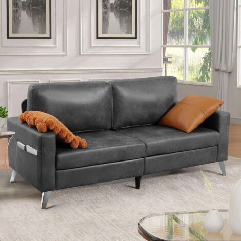 YODOLLA 2 Seater Sofa, Small Sofa with Nubuck Faux Leather, Love Seat ...