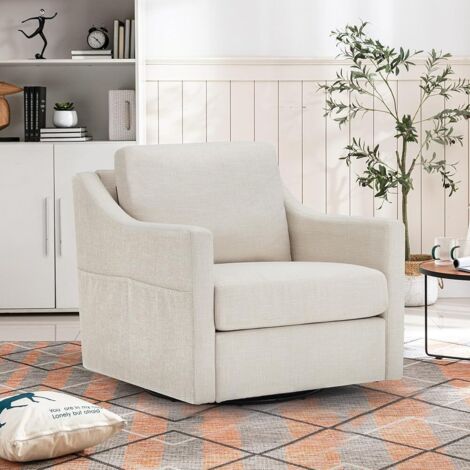 YODOLLA Swivel Armchair Cuddle Sofa Chair, Fabric Snuggle Rocker Chairs ...