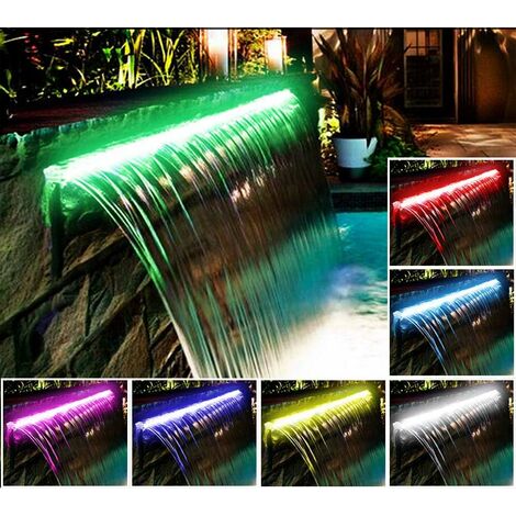 Lame d'eau cascade acrylique 120cm – Avec éclairage LED – Télécommande ...