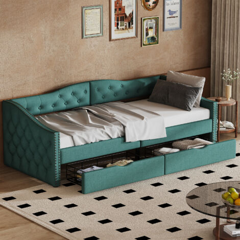 Roomfitters Lit Banquette 90X200 Avec Tiroirs Et Grand Rangement, Lit ...