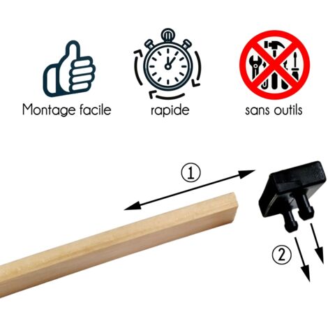 Latte 610x80x8 mm 61 cm 7 plis avec 2 embouts, latte pour lit sommier ...