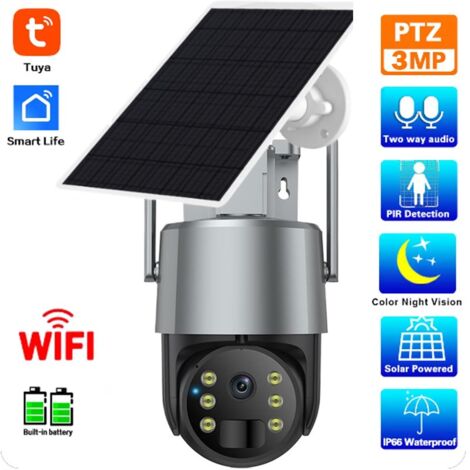 Tuya Telecamera Motorizzata Smart Wi-Fi da 3MP IP65 con Pannello Solare