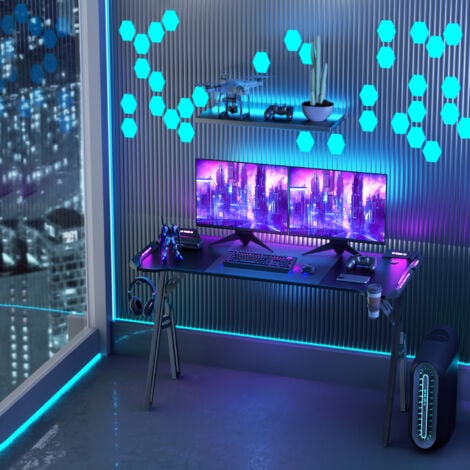 140 x 60 cm A-Frame Gaming Table Bureau de jeu avec LED RVB réglable ...