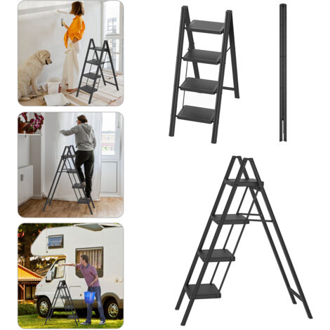 Escabeau pliable 4 marches Escabeau escabeau pliable avec large pédale ...