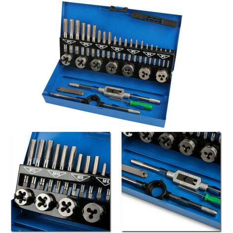 Coffret tarauds et filières 32 pièces Jeu de Tarauds et Filières de Filetage M3-M12 Coffret HENGMEI