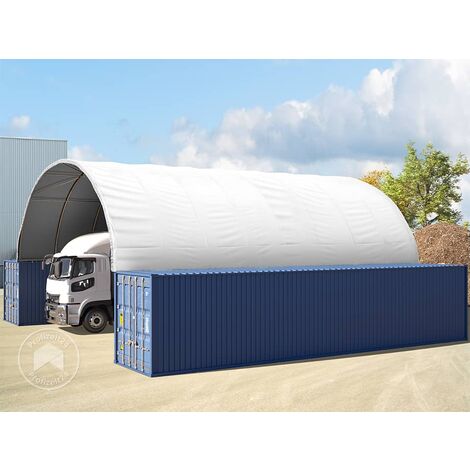 10x12 m Container Überdachung, PRIMEtex 2300 PVC Plane, weiß