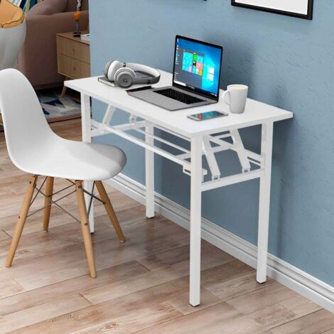 Bureau pliant peu encombrant 100x60cm 2 niveaux Foldesk Plus - Blanc