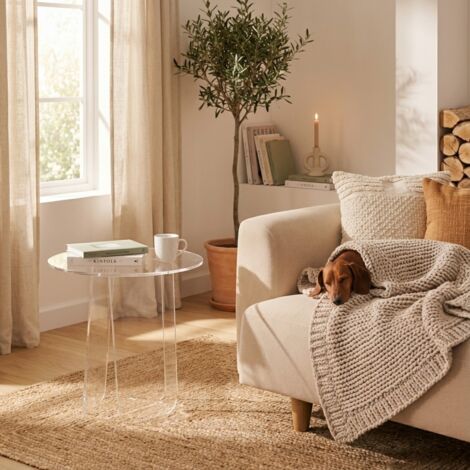 Table basse transparente ronde 45cm design moderne Bridget