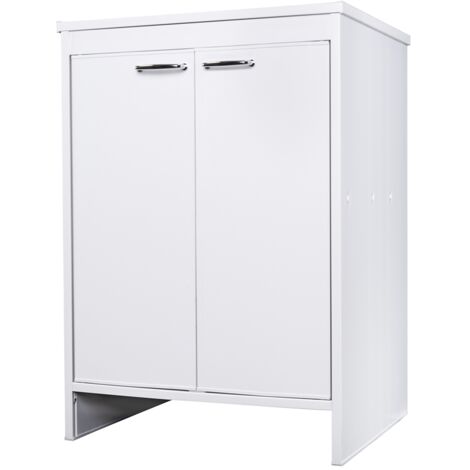 Meuble de salle de bain buanderie blanc en PVC avec 2 portes FB9002K Negari