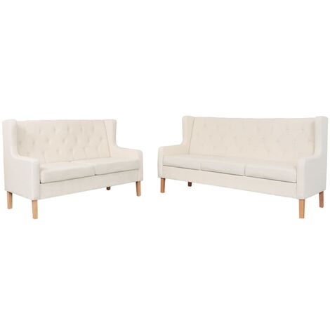 Set 2 Divani,Ensemble Sofa Divani in Tessuto Bianco Crema -BVH49600