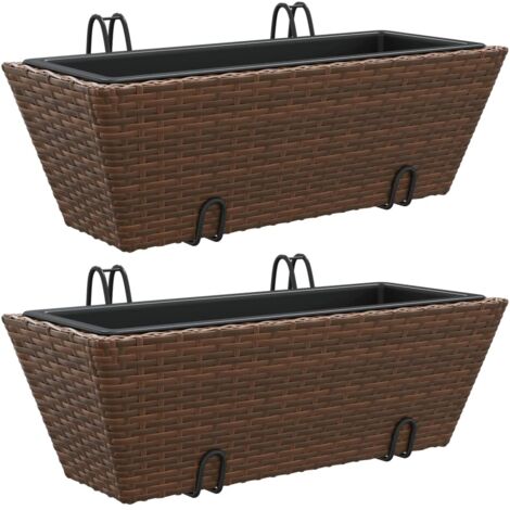 Fioriere con Ganci 2 pz Marroni in Polyrattan vidaXL 159149