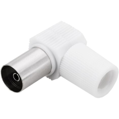 CableMarkt - Connettore coassiale angolato in plastica per antenna TV femmina in plastica bianca