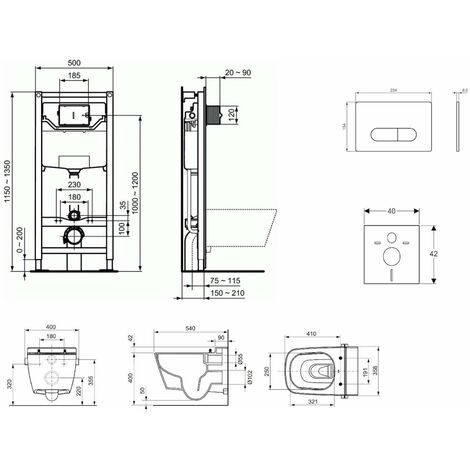 Ideal Standard ProSys - Ensemble pour WC suspendu, cuvette et abattant ...