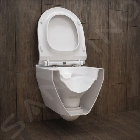 Cersanit Crea - WC suspendu avec abattant SoftClose, CleanOn, blanc ...
