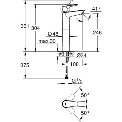 Grohe BauEdge - Mitigeur de lavabo, chrome 32860001