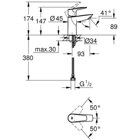 Grohe BauEdge - Mitigeur de lavabo, chrome 32858001