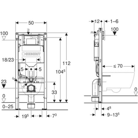 Geberit Duofix - Bâti-support pour WC suspendu, avec réservoir Sigma 12 ...