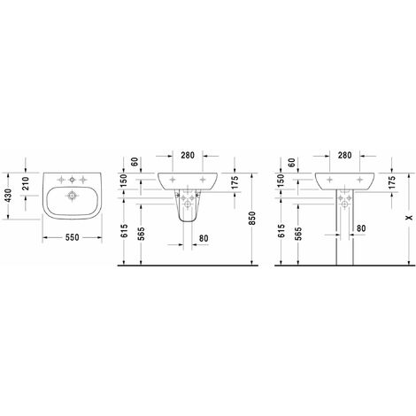 Duravit D-Code - Lavabo 55x43 cm, avec un trou pour robinet, blanc ...