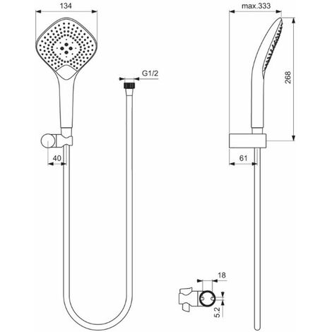 Ideal Standard Idealrain Evo Jet - Colonne de douche Diamond 134, avec flexible et douchette ...