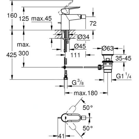 Grohe Start Edge - Mitigeur de lavabo avec vidage, chrome 23345000