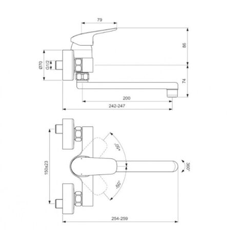 Ideal Standard CeraFlex - Mitigeur d’évier, avec bec rotatif 200 mm ...