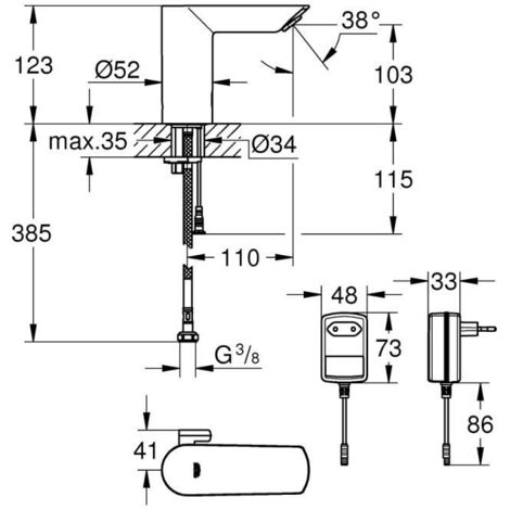 Grohe – Mitigeur lavabo infrarouge 36453000 – Finition chromée ...