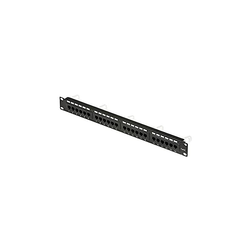 Mach Power Patch Panel UTP per Rack da 19", 24 Porte RJ45, Nero