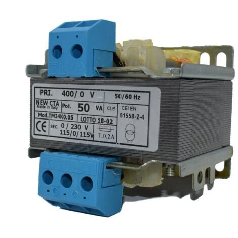 Trasformatore di isolamento CTA monofase 50VA 400V/115-0-115
