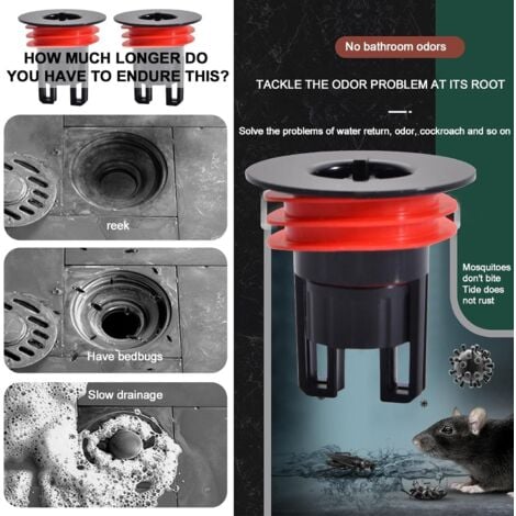 Dusche Bodenablauf, 2 Stück Geruchsverschluss, Magnetentleerungseinsatz ...