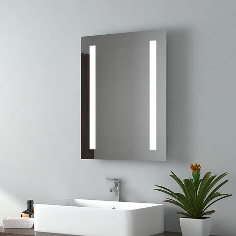 EMKE Specchio Bagno con Luce 45 x 60 cm, Specchio Bagno LED Luce Bianca ...
