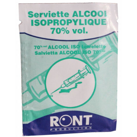 Esculapio - Paquete de 100 compresas impregnadas con alcohol de 70°.