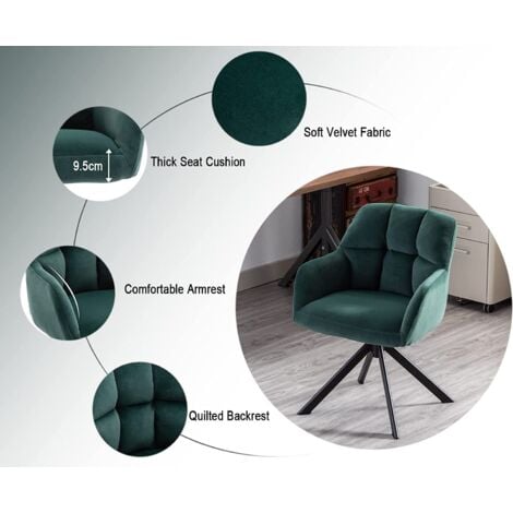 Office Chair in Velvet Upholstered Height-fixed Modern Swivel Desk ...