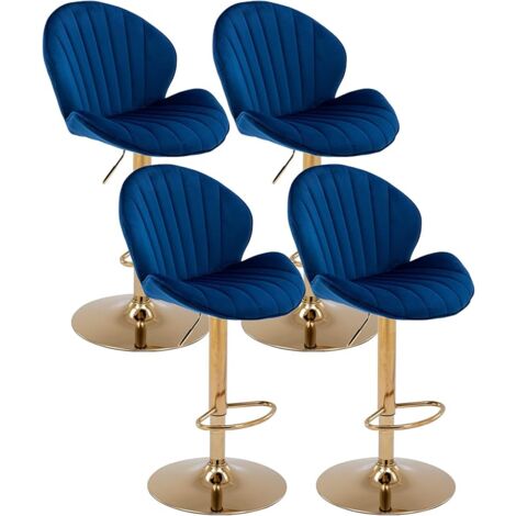 Bar Stools Set of 4 in Velvet Modern Counter Chairs Height Adjustable ...